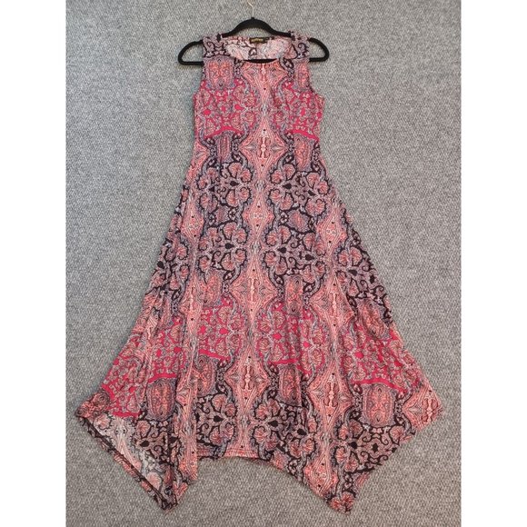 Reborn | Dresses | Reborn Maxi Dress Womens Sz S Red Multi Paisley ...